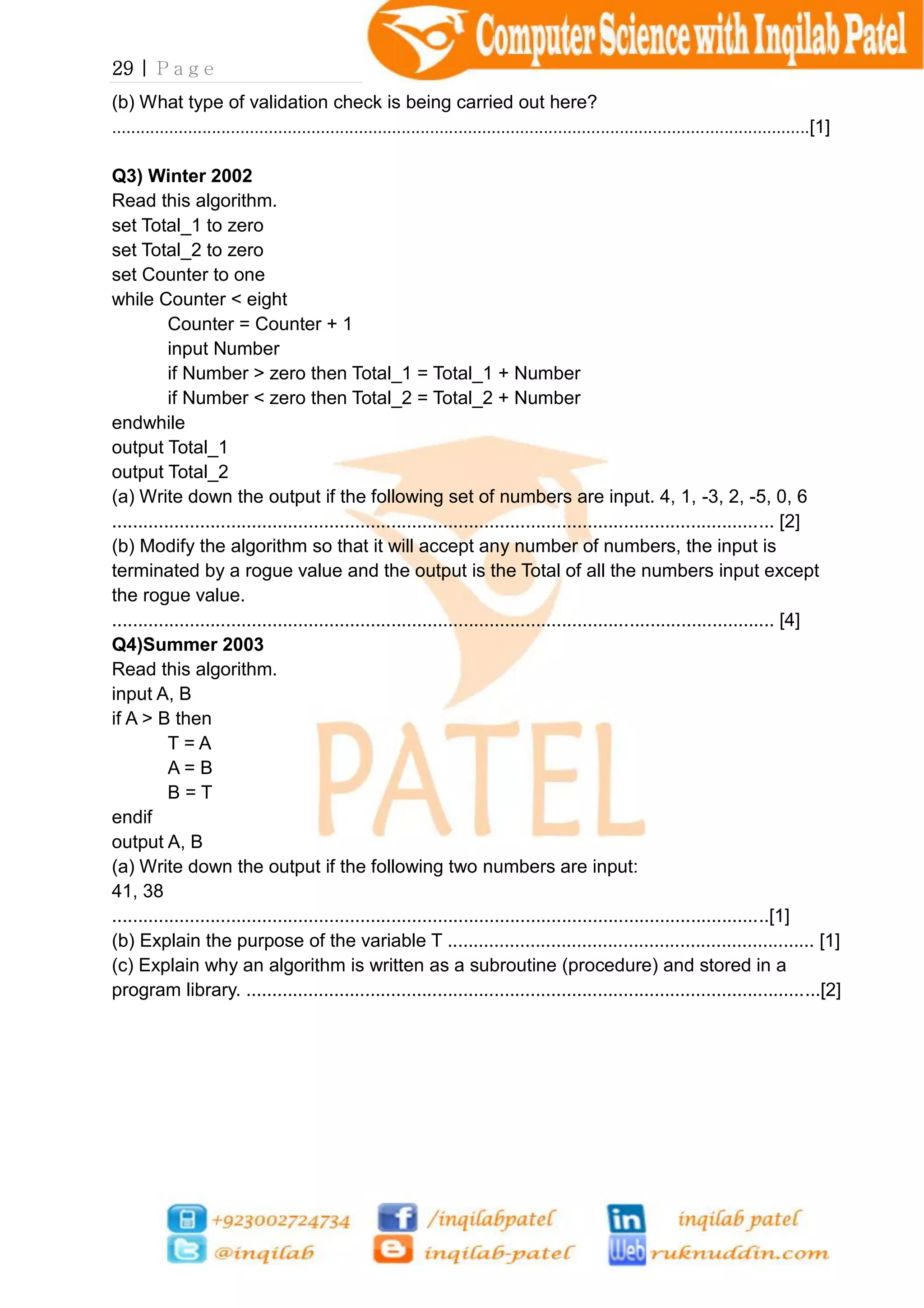 IGCSE & O Level Computer Workbook for P2 by Inqilab Patel | PDF | Programming Languages | Computing