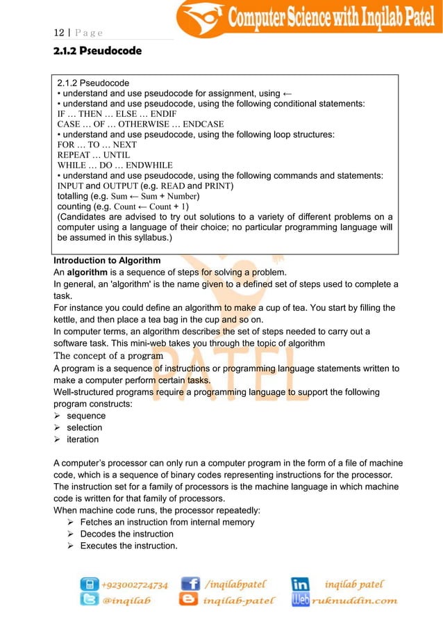 IGCSE & O Level Computer Workbook for P2 by Inqilab Patel | PDF | Programming Languages | Computing