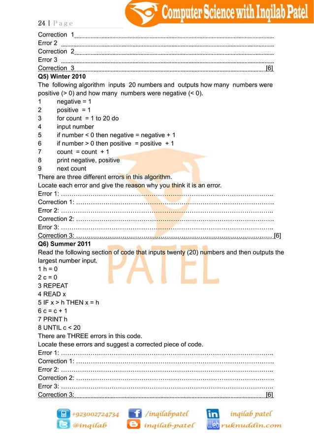 IGCSE & O Level Computer Workbook for P2 by Inqilab Patel | PDF | Programming Languages | Computing