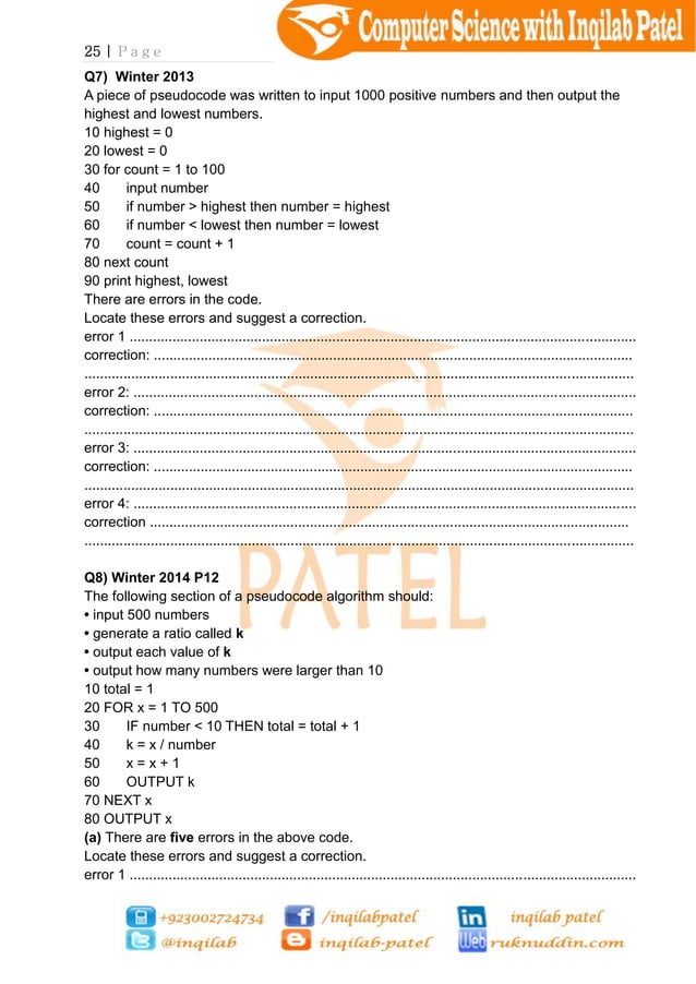 IGCSE & O Level Computer Workbook for P2 by Inqilab Patel | PDF | Programming Languages | Computing