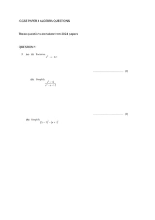IGCSE PAPER 4 ALGEBRA PRACTICE QUESTIONS.pdf