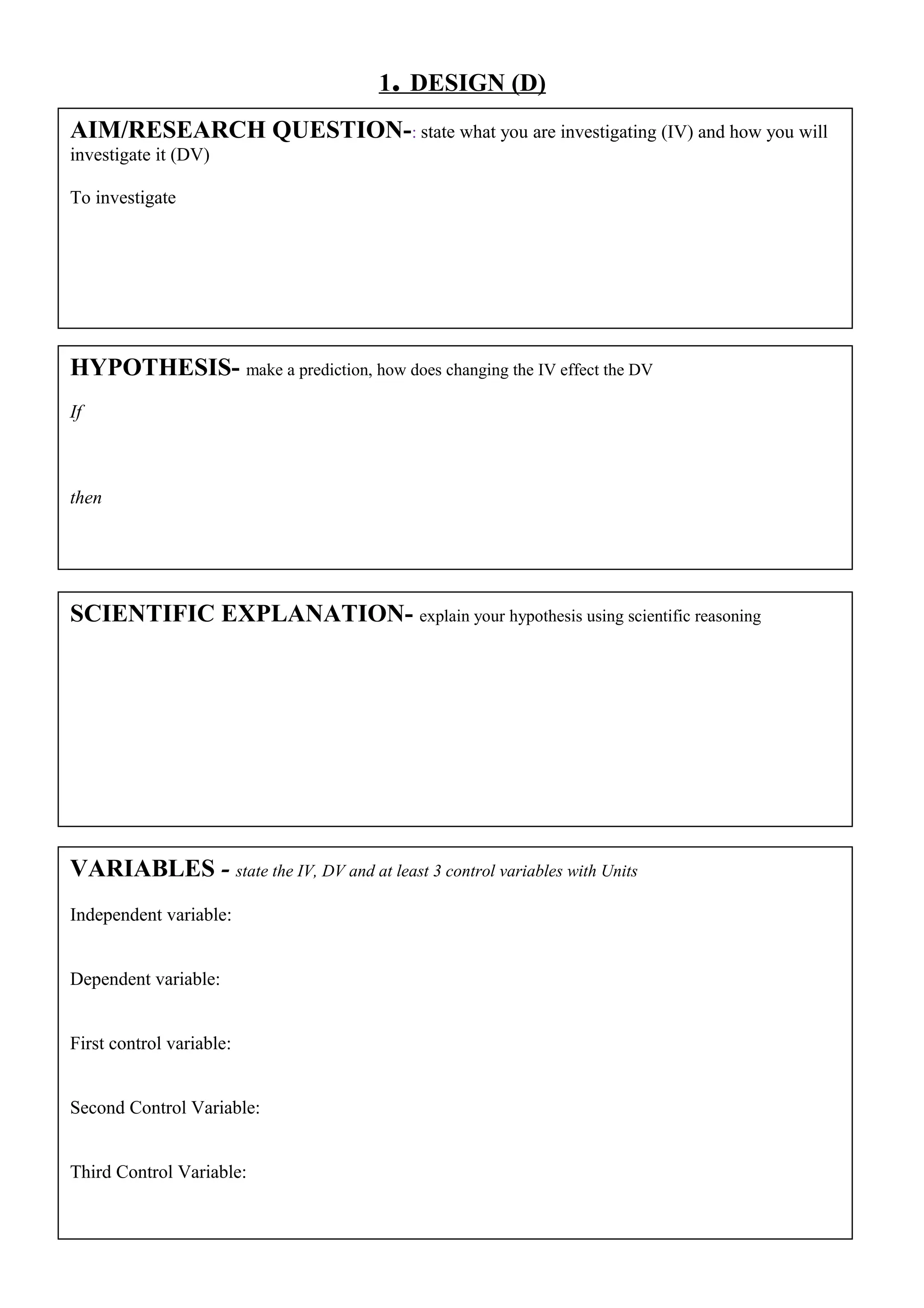 IGCSE planning an investigation student booklet | DOC