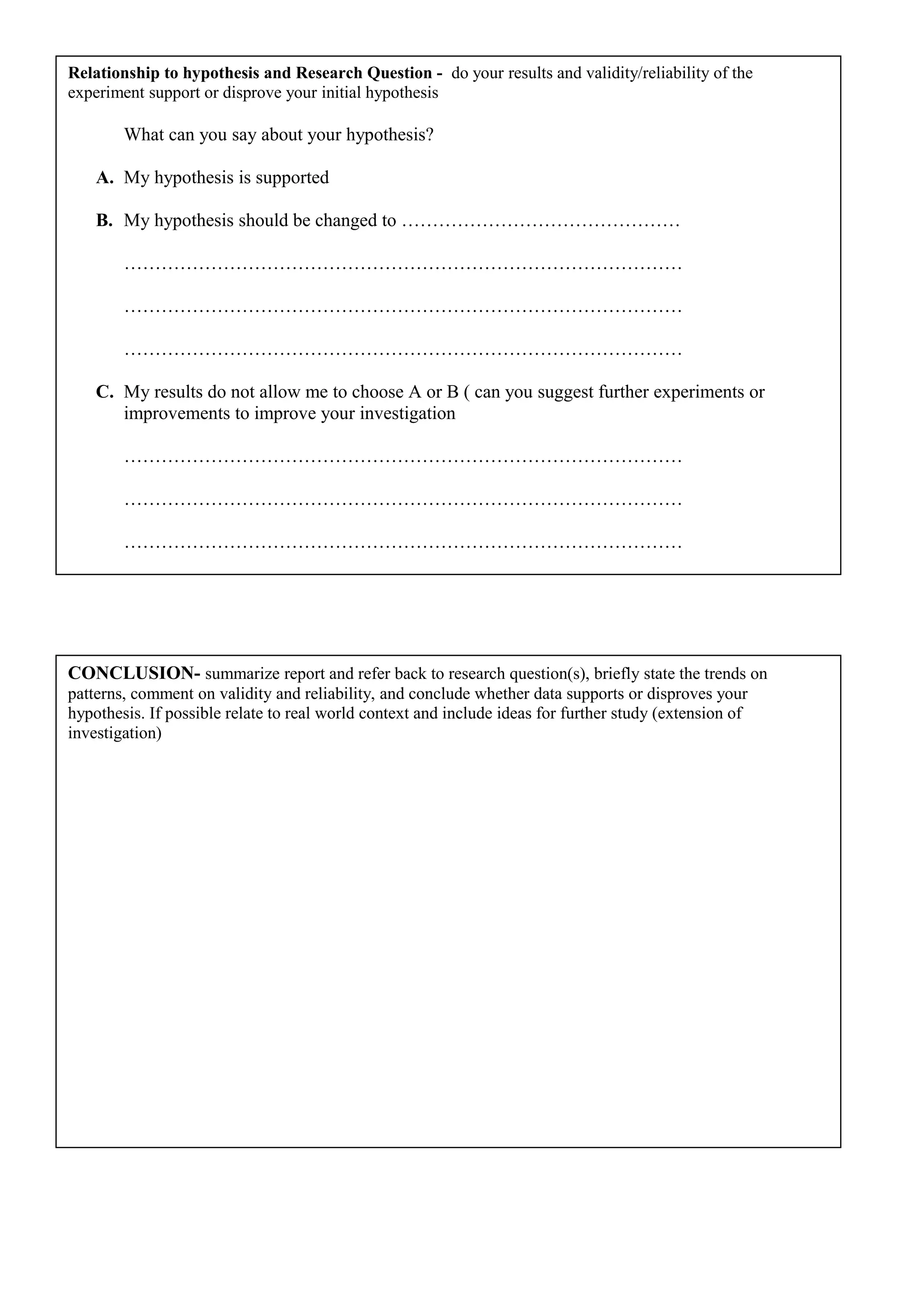 IGCSE planning an investigation student booklet | DOC