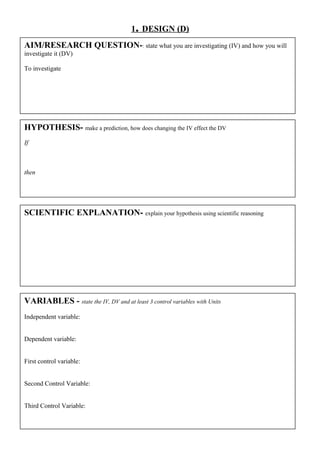 IGCSE planning an investigation student booklet | DOC