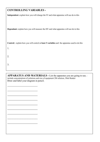 IGCSE planning an investigation student booklet | DOC