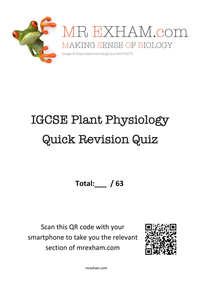 IGCSE Biology Revision Quiz - Plant Physiology | DOCX | Gardening ...