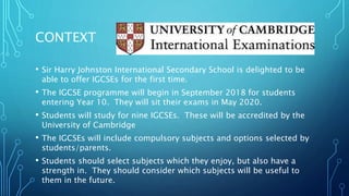 IGCSE Information Evening | PPT