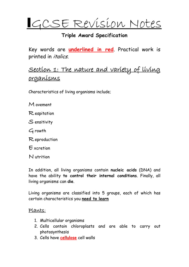 IGCSE Biology Revision Notes 2 | PDF | Chemistry | Science