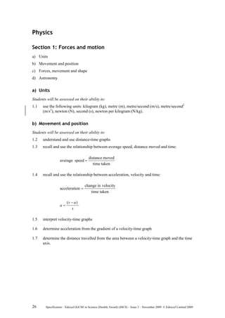 IGCSE Science Double Award Specification | PDF