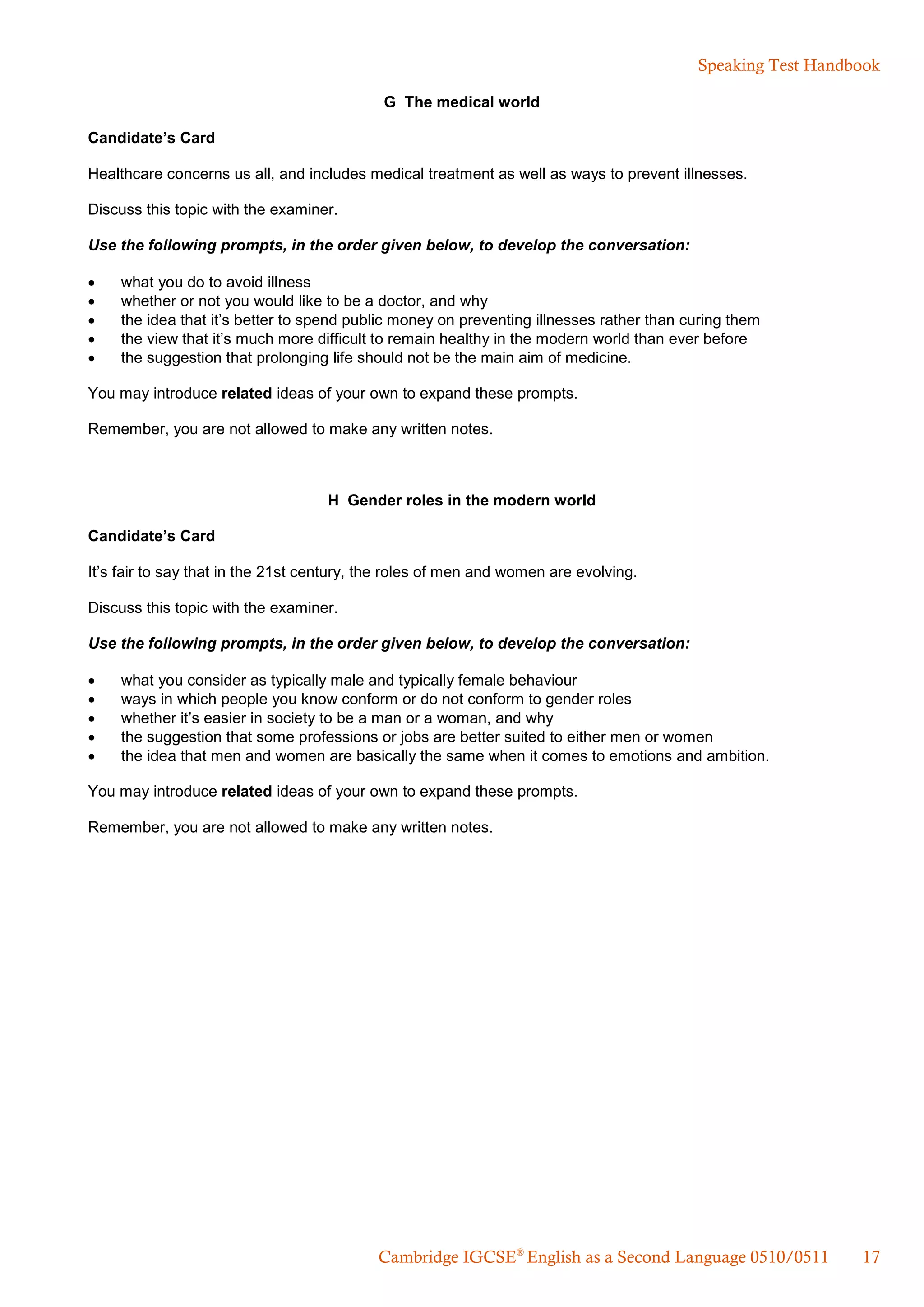 Igcse speaking test3 | PDF