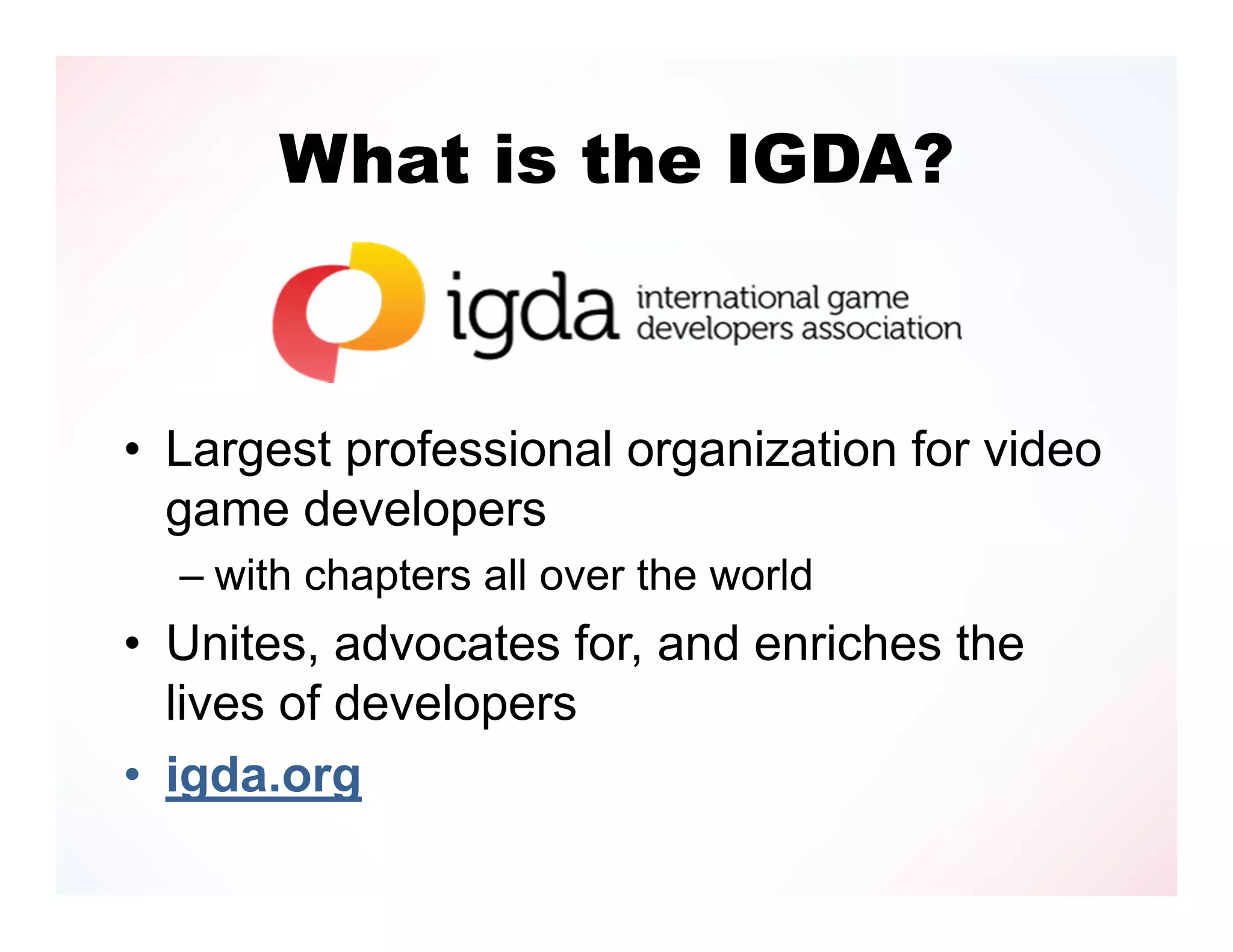 IGDA Scholarships Presentation | PDF