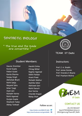 iGEM IIT Delhi 2014 brochure | PDF