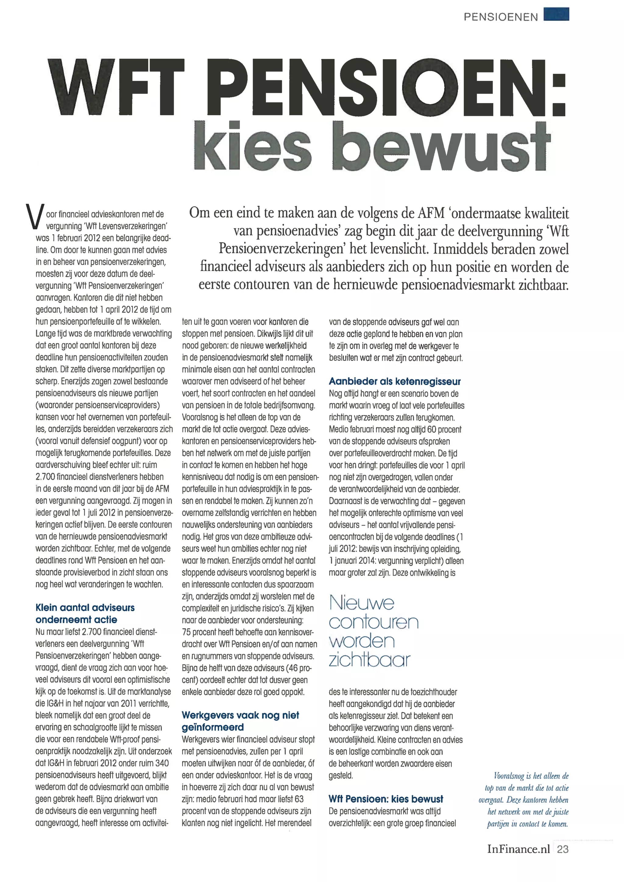 Wft Pensioen: kies bewust! | PDF