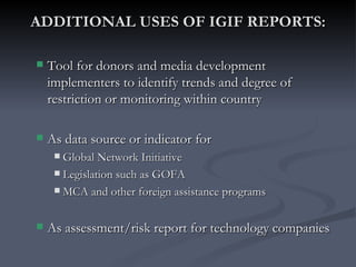 IGF Hyderabad - Index of Global Internet Freedom | PPT