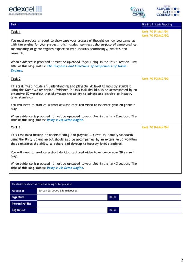 Ig je game engines y1 assignment brief | DOCX | 3-D Graphics | Computer Software and Applications