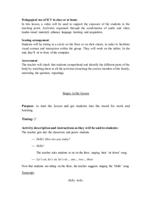 Lesson Plans 1 & 2 - Kinder | PDF