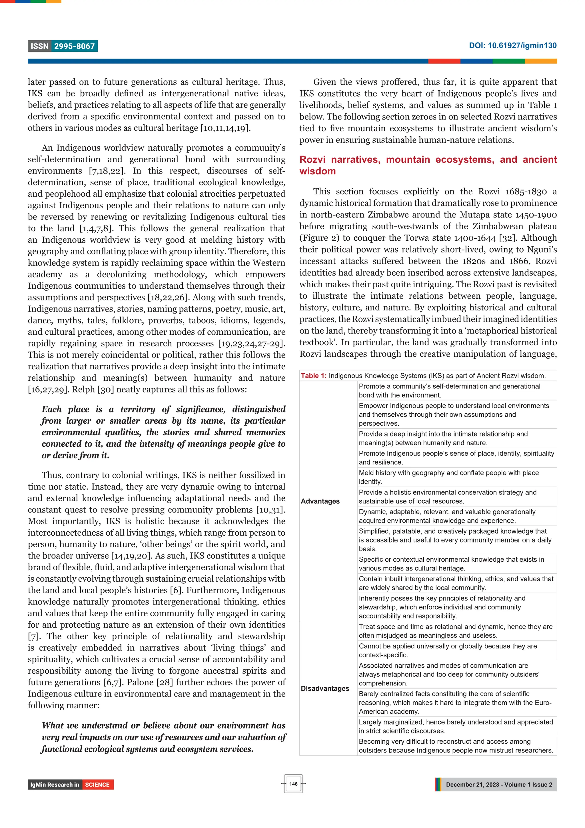 Ancient Knowledge, Modern Impacts: Rozvi Narratives for Disaster Resilience | PDF