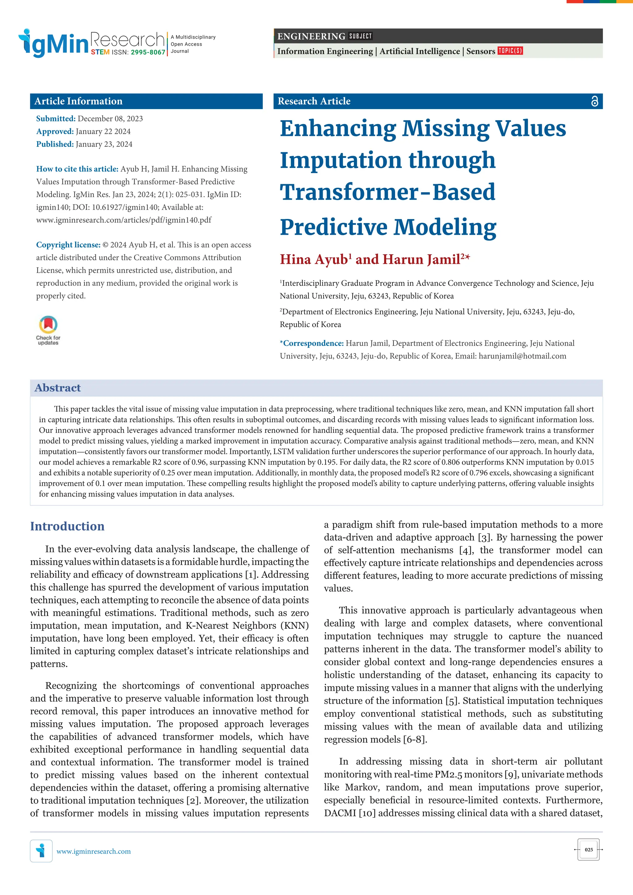 Transforming Data Integrity: Advanced Missing Value Imputation with AI | PDF