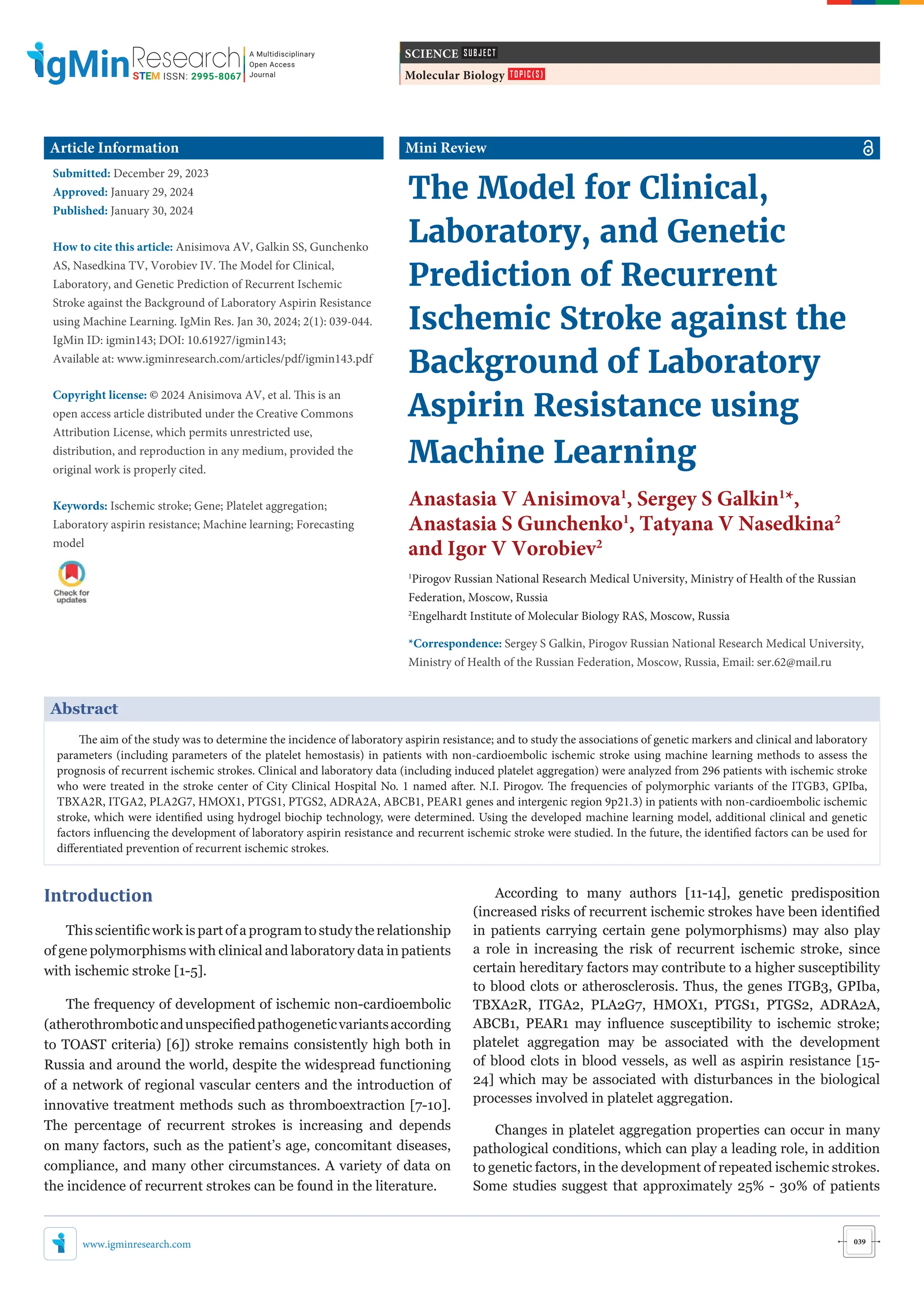 Machine Learning Models for Better Stroke Prognosis | PDF