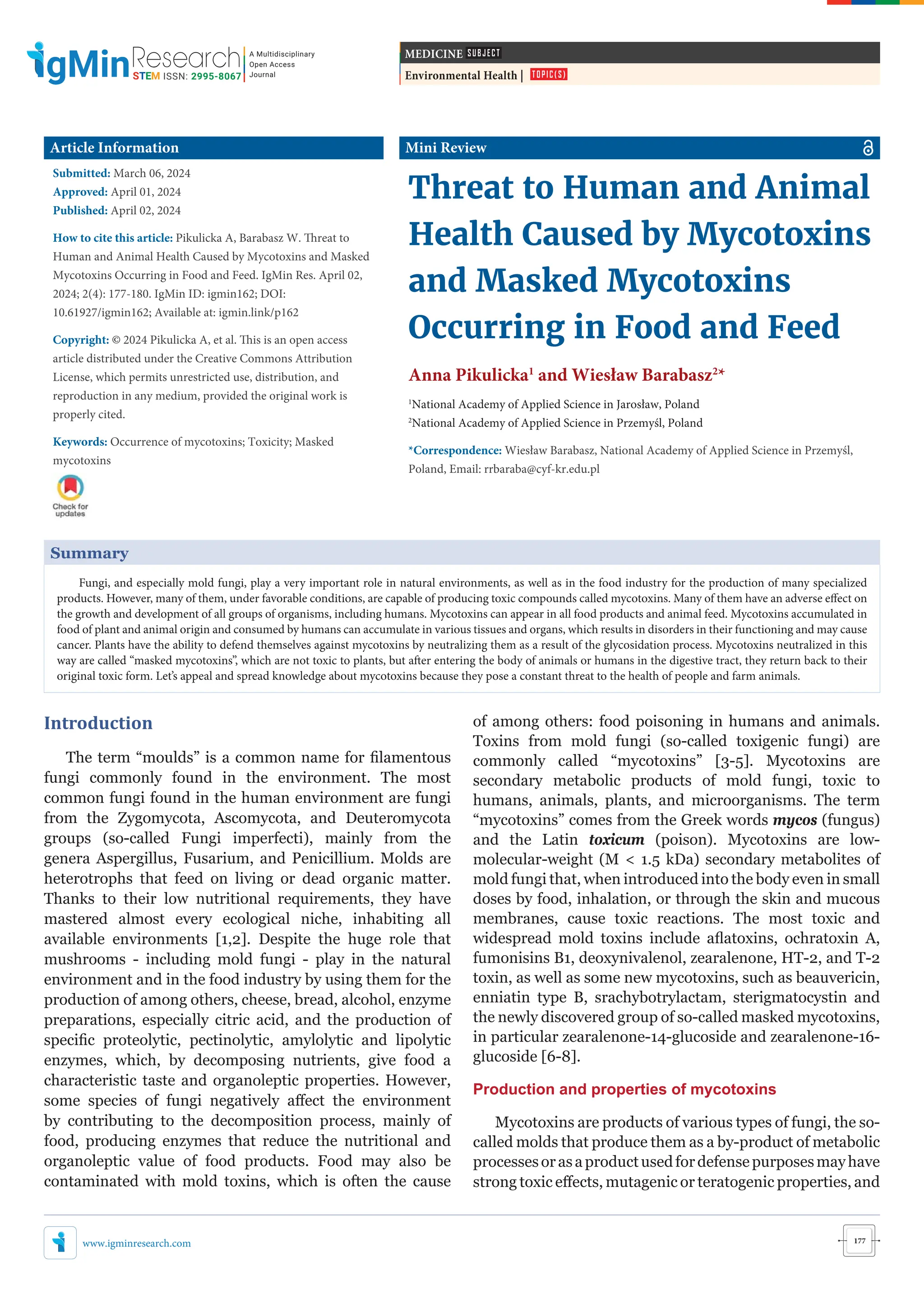 Fighting Mycotoxins: Protecting Food and Feed from Hidden Dangers | PDF