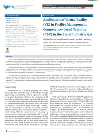 Virtual Reality: The Future of Skill Development in Facility Management | PDF | Free Download