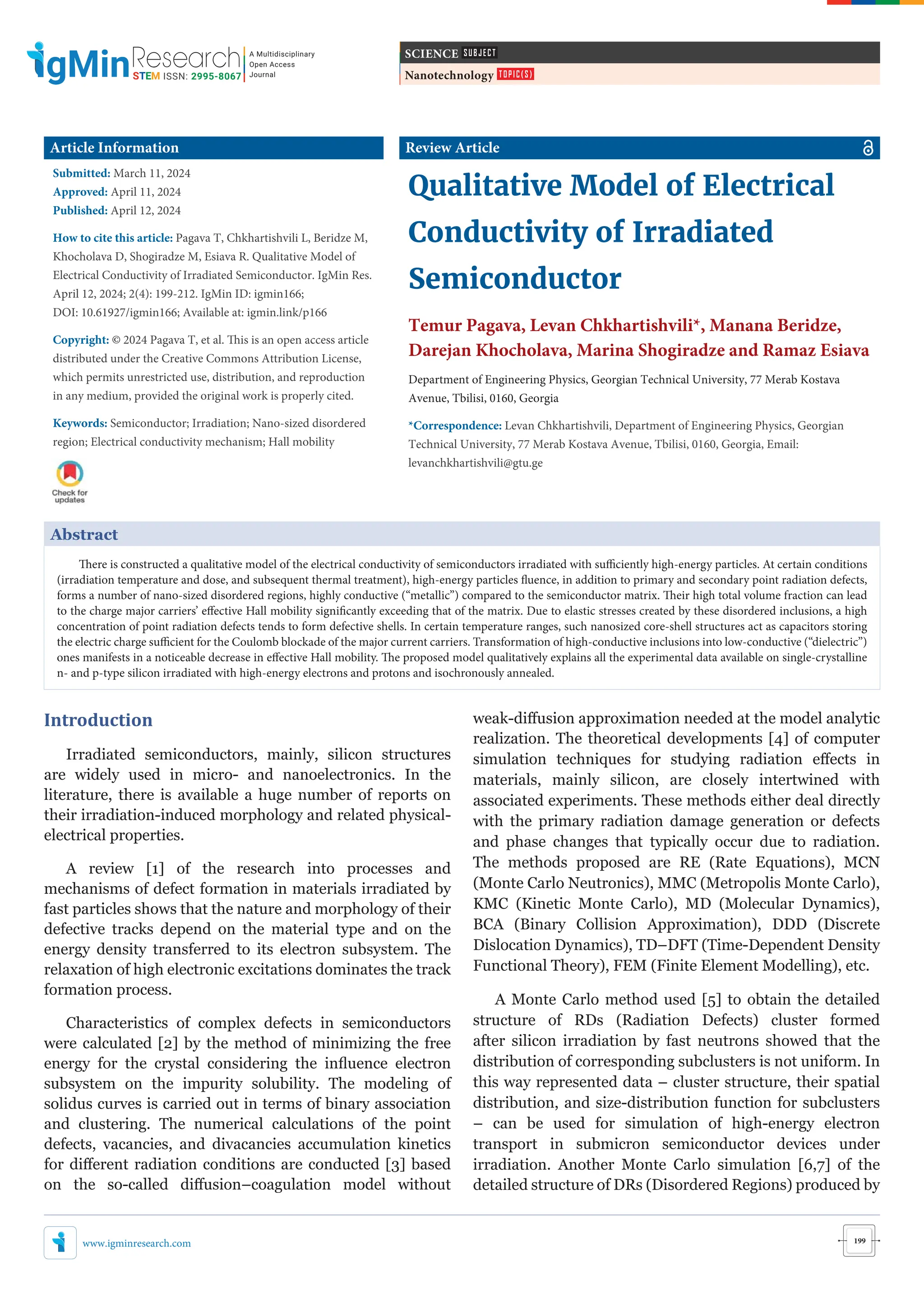 Understanding Electrical Conductivity in Radiation-Modified ...