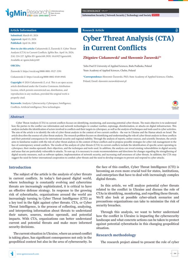 Hacking and Hybrid Warfare: The Role of Cyber Threat Analysis | PDF