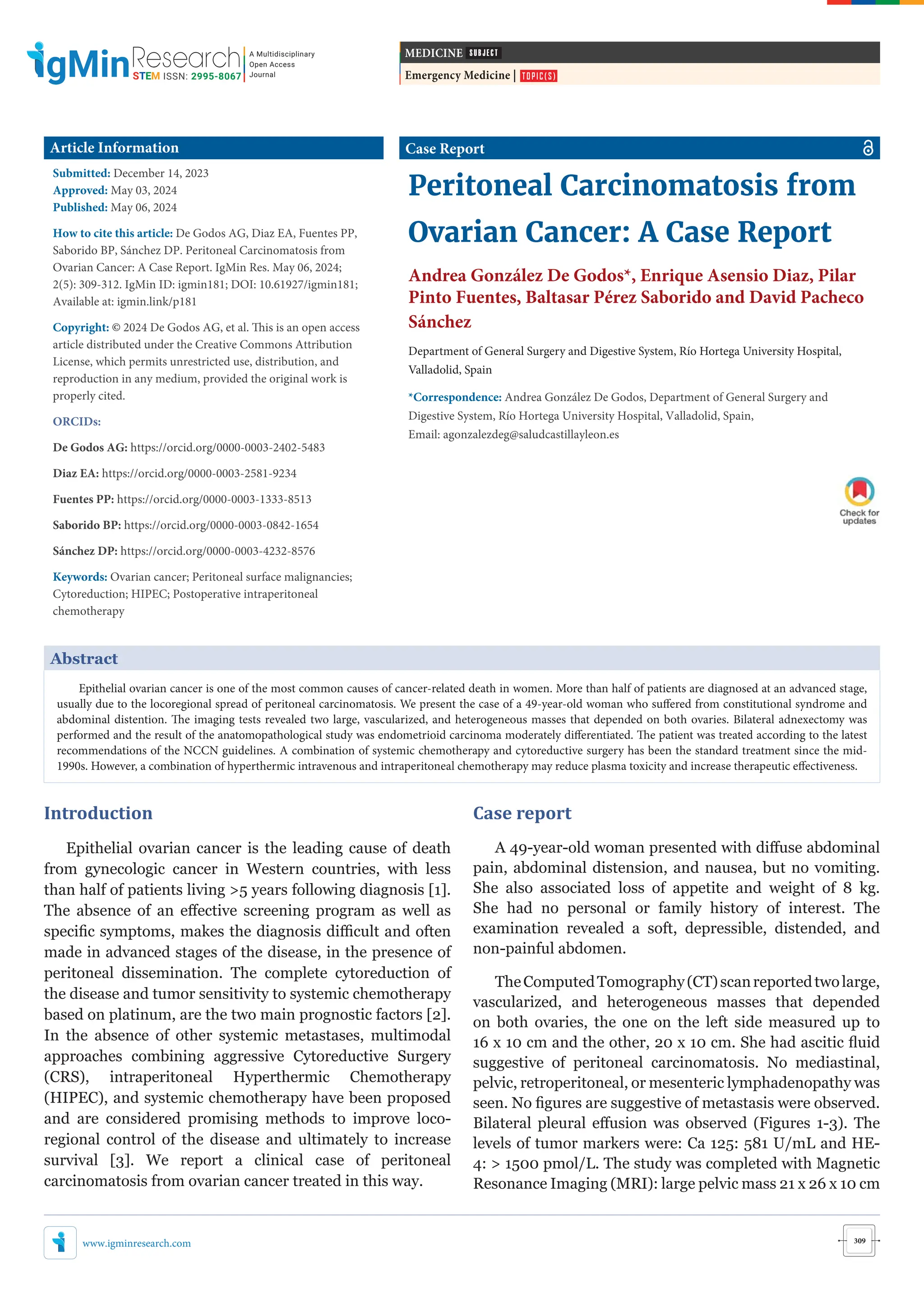 Fighting Peritoneal Carcinomatosis: A Case Study in Advanced Ovarian ...
