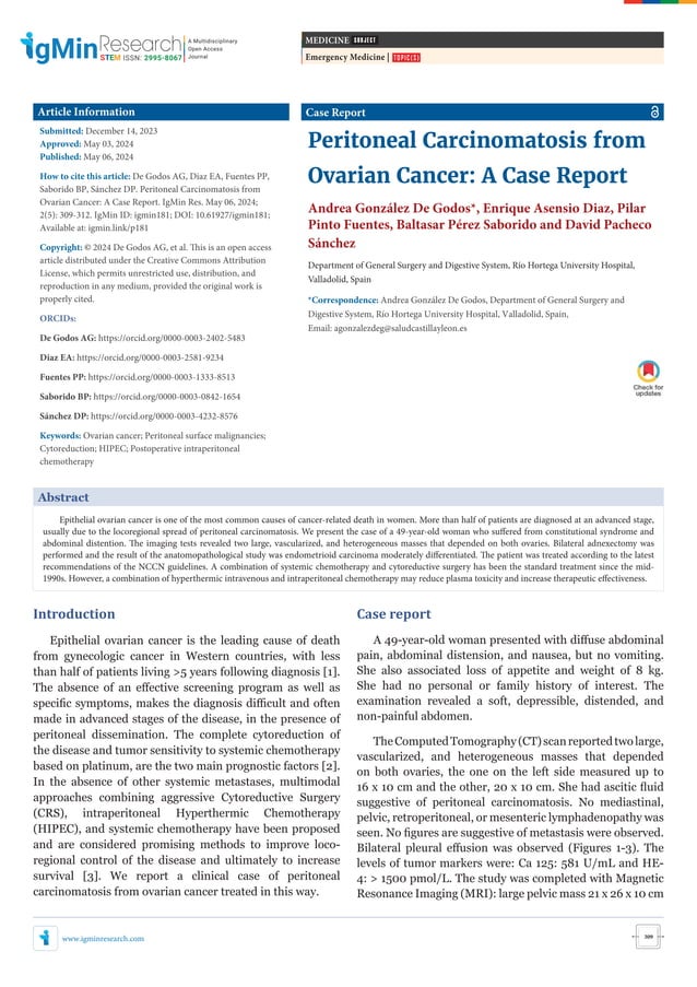 Fighting Peritoneal Carcinomatosis: A Case Study in Advanced Ovarian ...