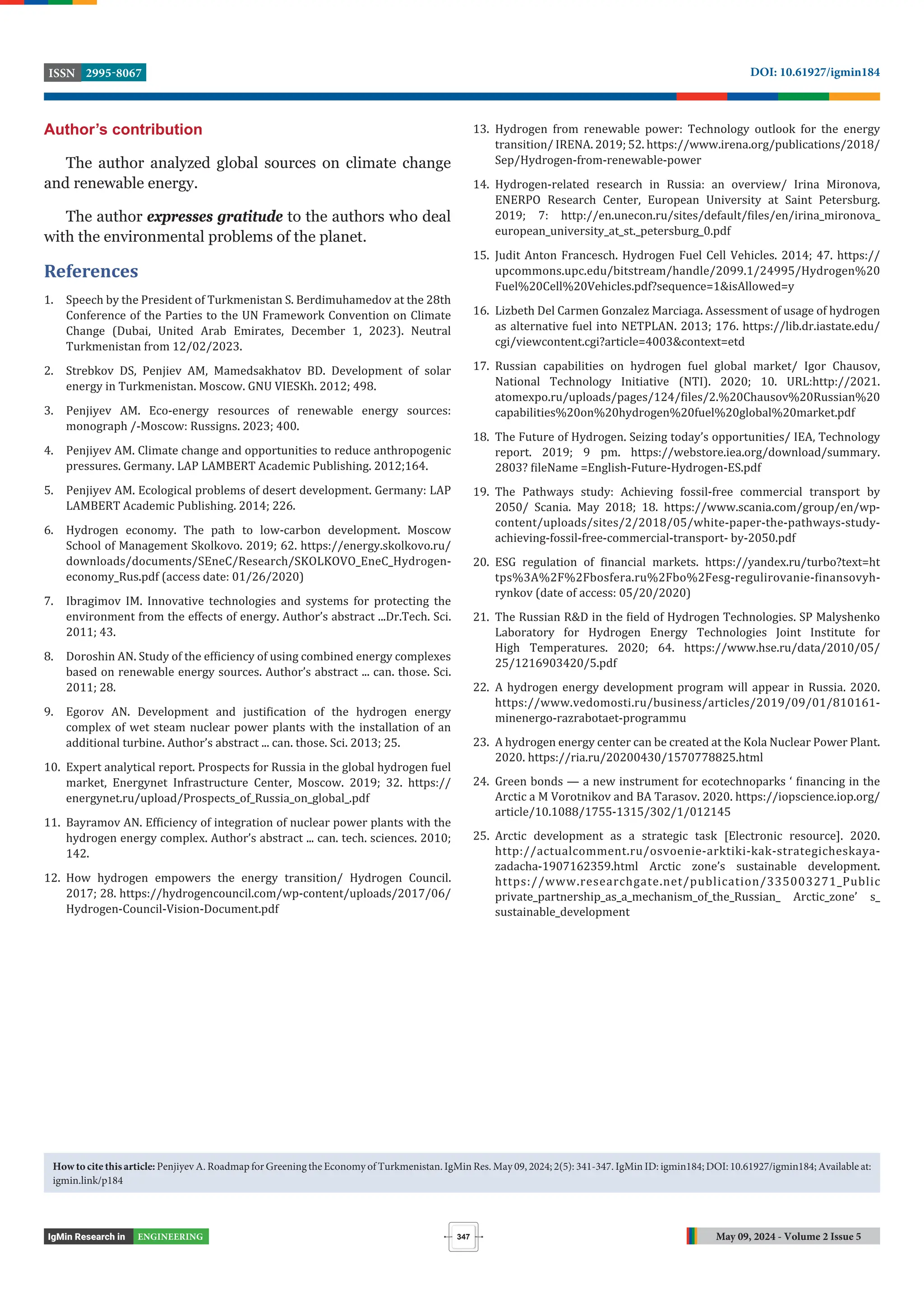 "Turkmenistan’s Path to Green Growth and Climate Resilience" | PDF