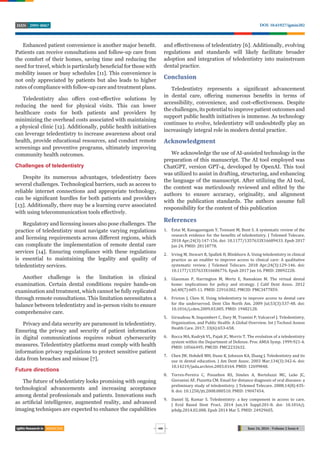 Oral Health Goes Digital: The Evolution of Teledentistry | PDF