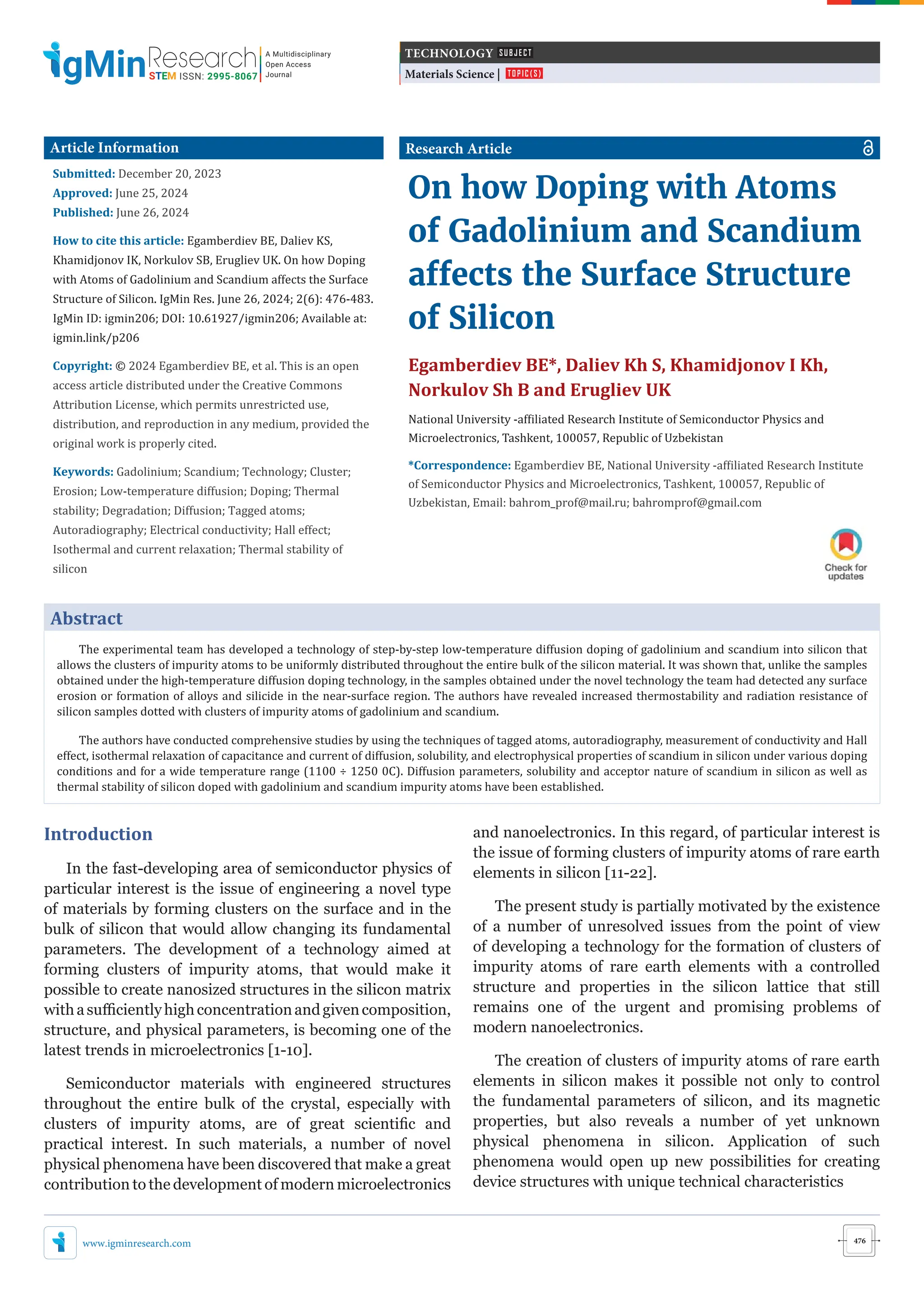 Cluster Formation in Silicon: A New Era in Semiconductor Design | PDF