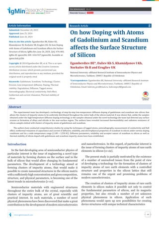 Cluster Formation in Silicon: A New Era in Semiconductor Design | PDF