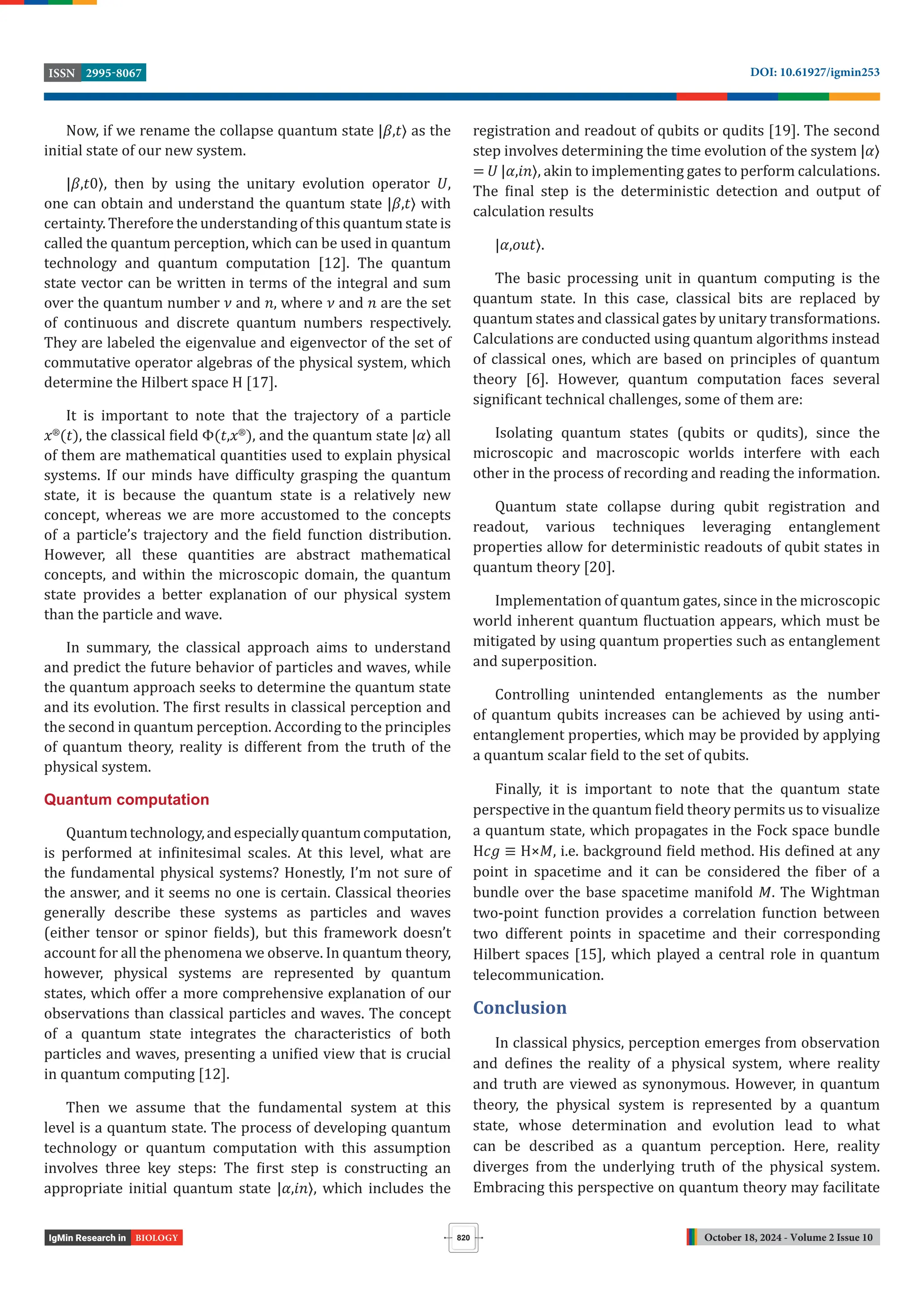 "Exploring Quantum Perception and Advanced Quantum Computing Techniques" | PDF