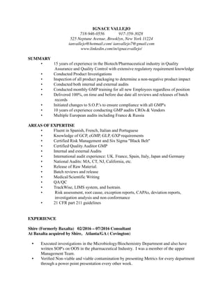 Ignace vallejo resume qa qc manager (2) | PDF