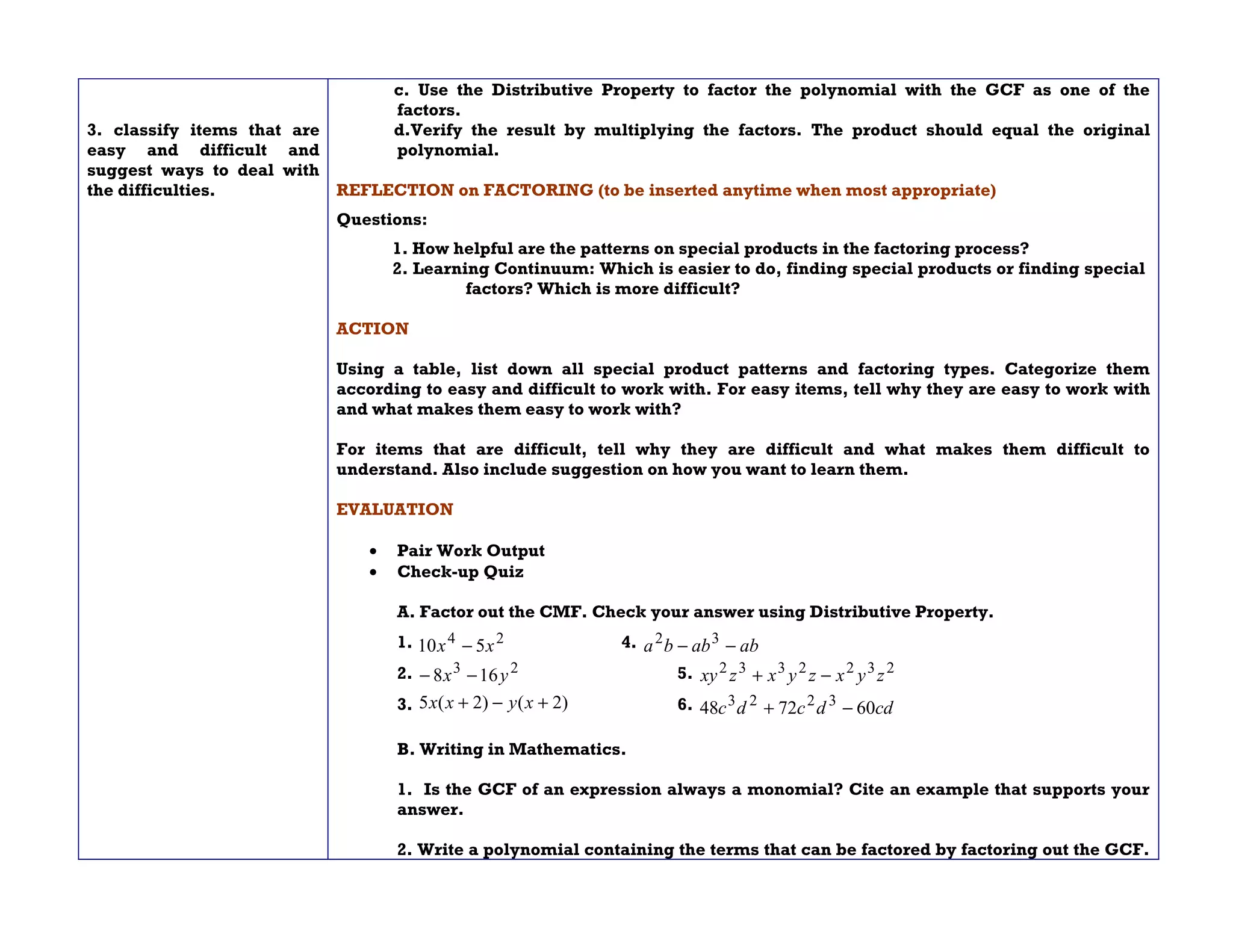 Ignatian pedagogical paradigm lesson plan on special products and ...