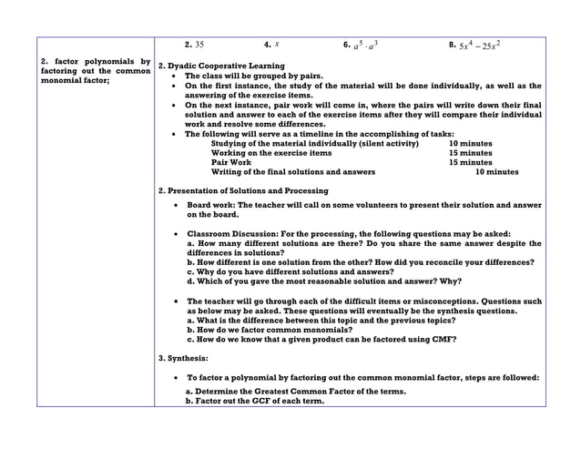 Ignatian pedagogical paradigm lesson plan on special products and ...