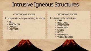Igneous Primary Structures | Structures of Igneous Rocks | PPTX