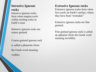 igneous rocks fully detailed full information | PPTX