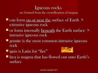 Igneous rocks 2011acloutier copyright | PPT