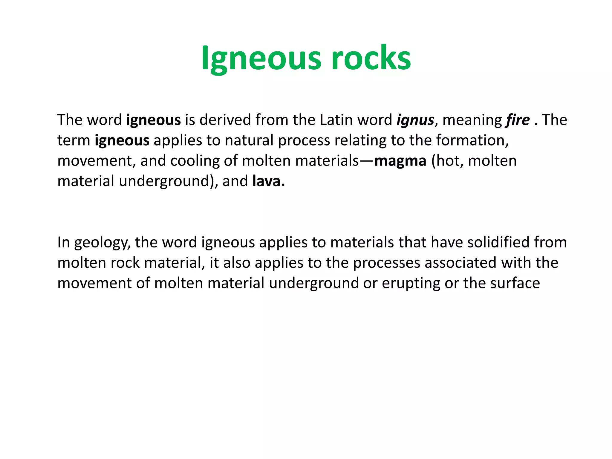 Igneous rocks intro lec 1 | PPTX