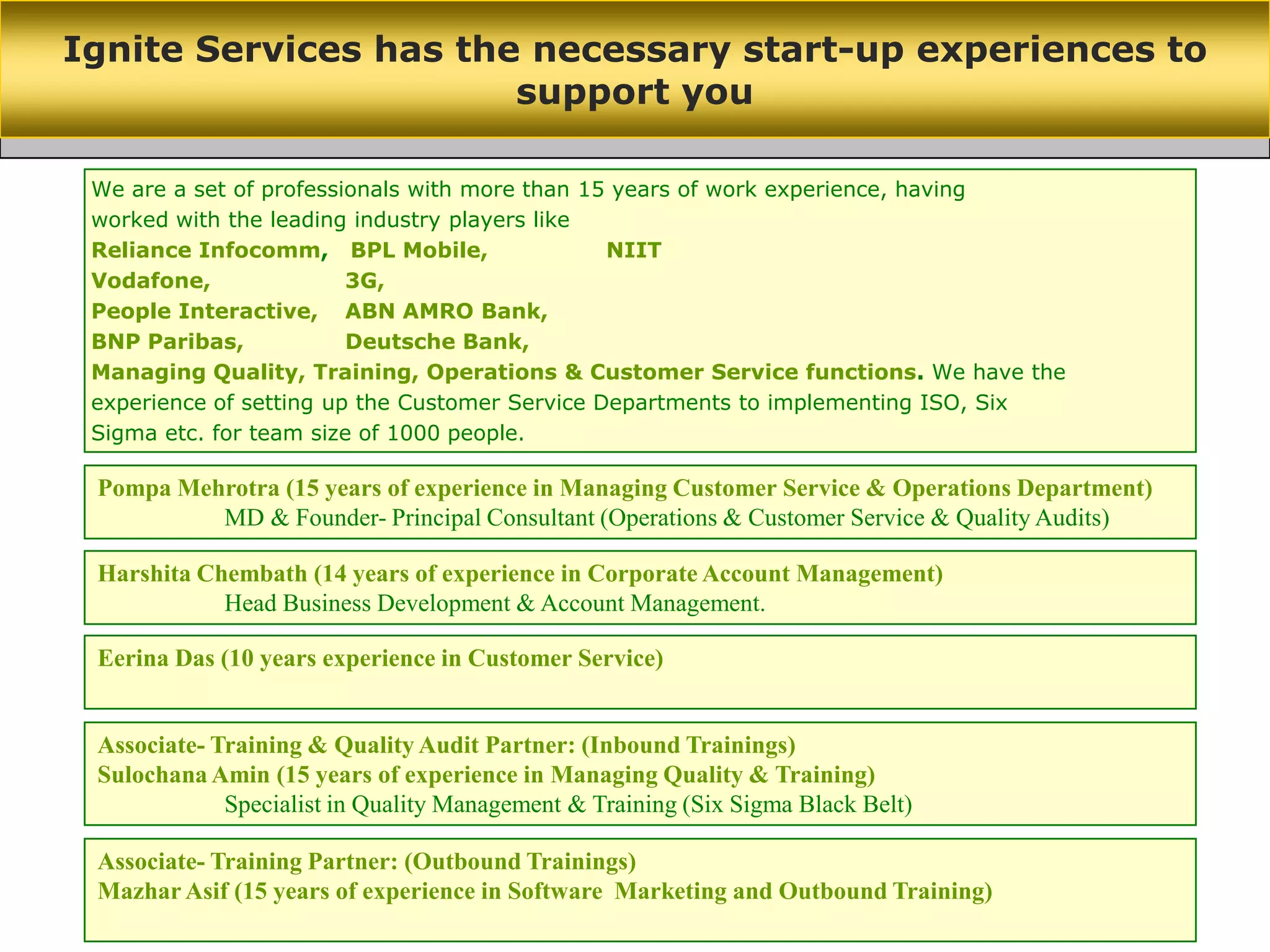 Ignite services company profile | PPT