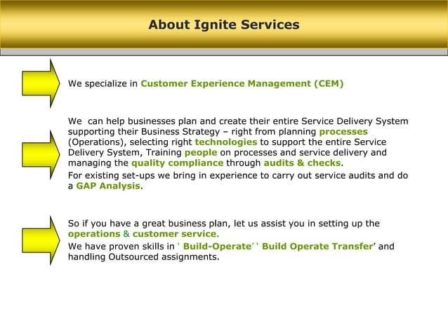 Ignite services company profile | PPT