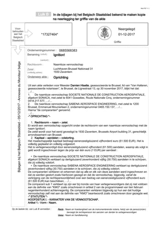 NV Ignition! opgericht door SONACA en SABENA AEROSPACE ENGINEERING | PDF