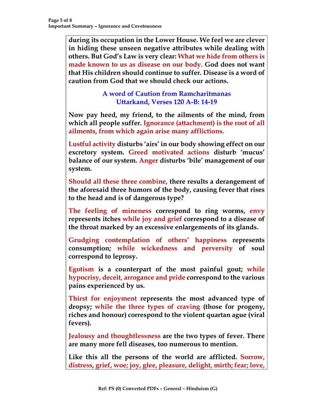 Ignorance and Covetousness | PDF