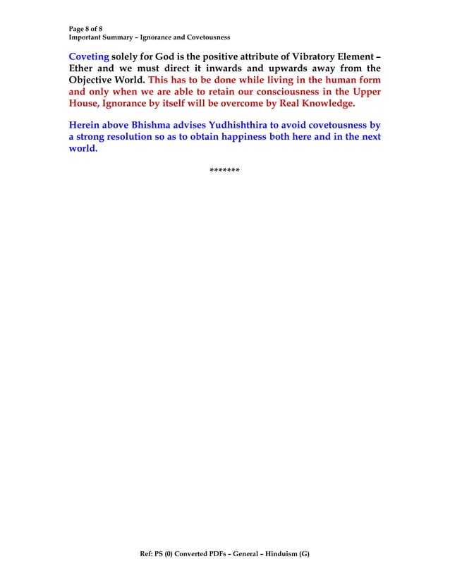 Ignorance and Covetousness | PDF