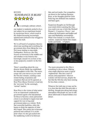 Ignorance is bliss_film_review #3 | DOC | Soundtracks, TV and Showtunes ...