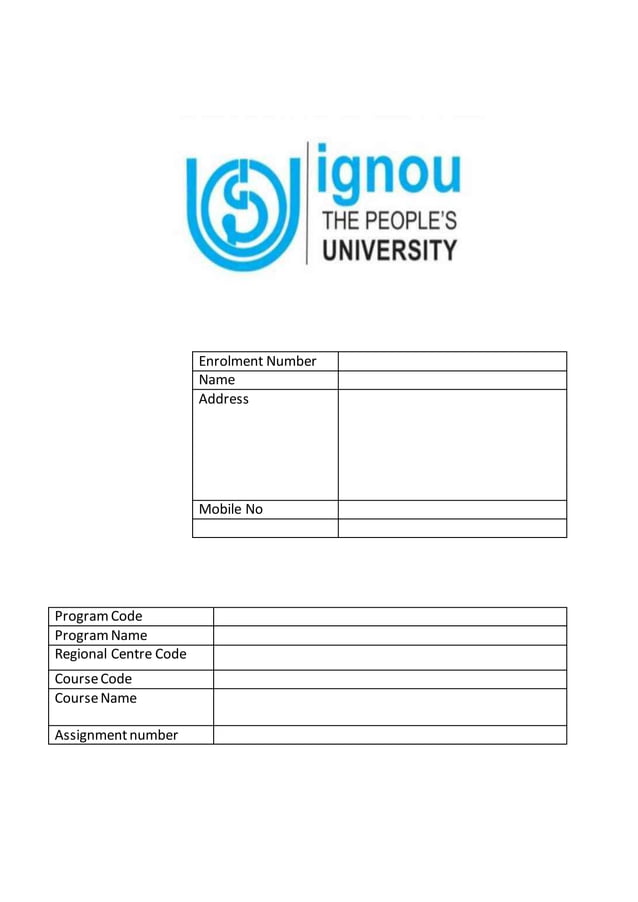 IGNOU assignment generic template | PDF