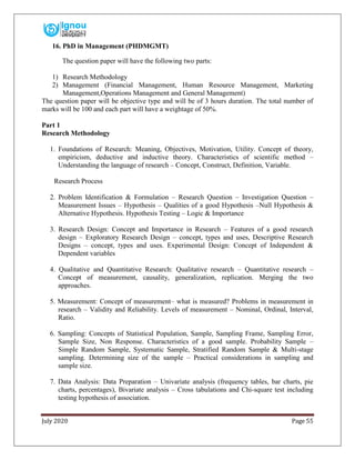 Ignou ph.d.mgmt syllabus | PDF