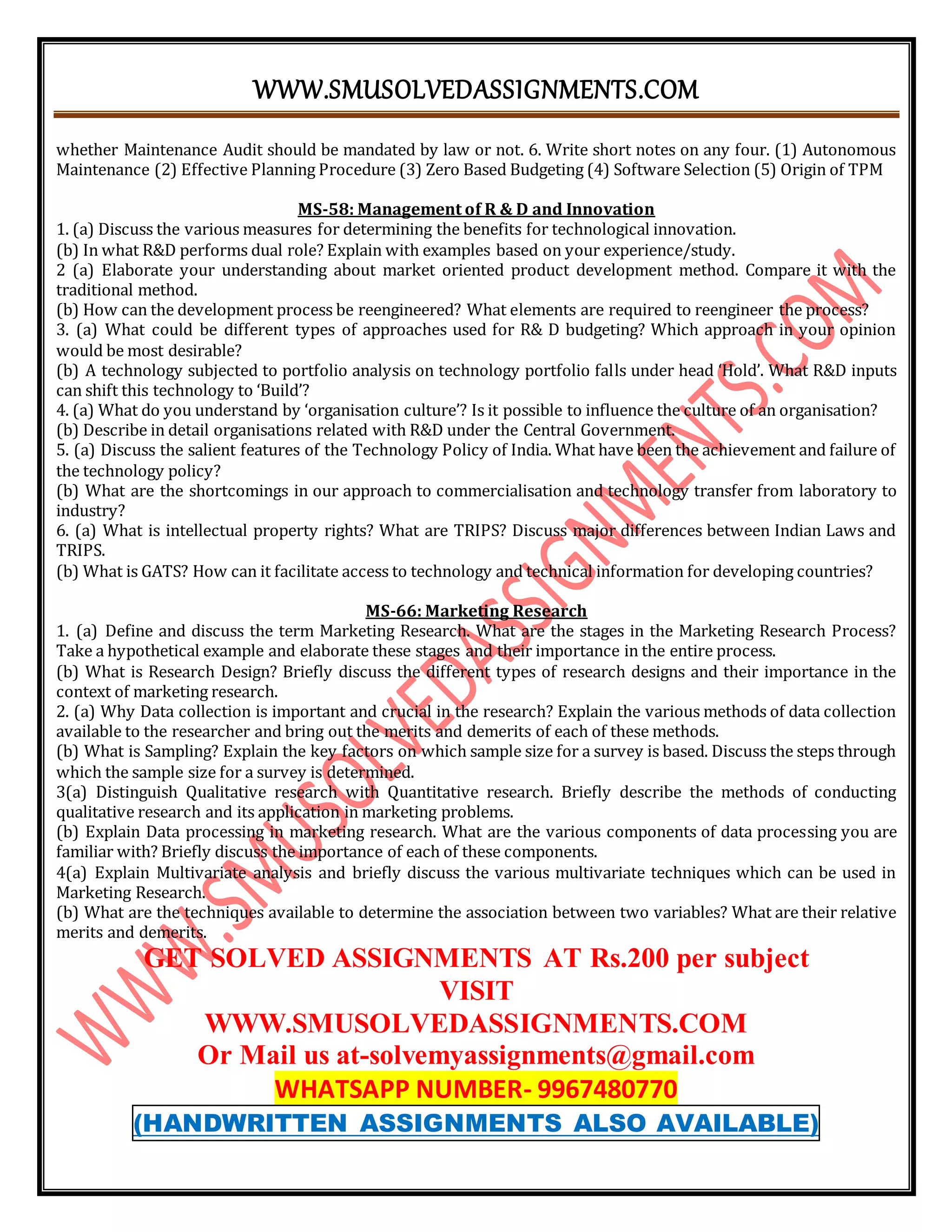 Ignou July-December 2017 solved assignments @ 200 per assignment | PDF